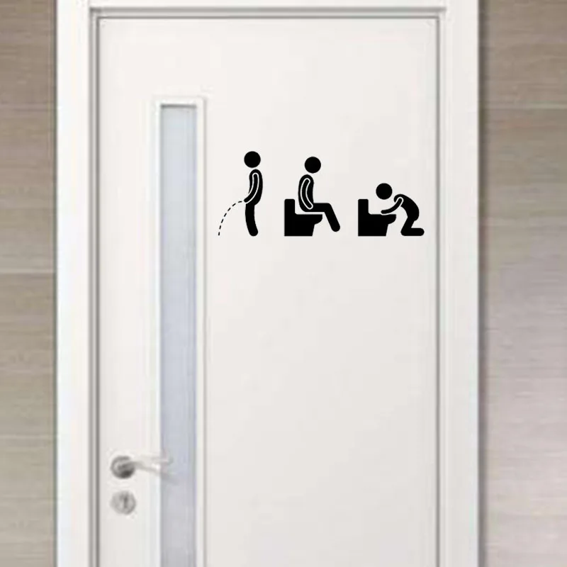 Funny Toilet Sign Stickers Man WC Sticker Bathroom Door Decor Washroom ...