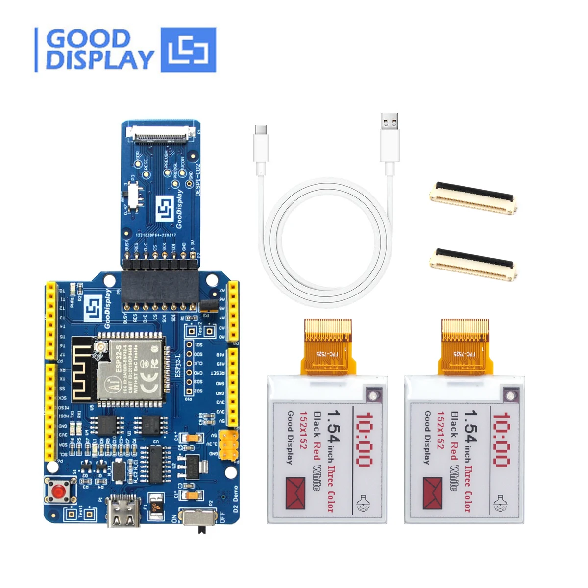 ESP32-E-Ink-1-54-Inch-SPI-Epaper-Small-Color-2pcs-GDEM0154Z91-with ...