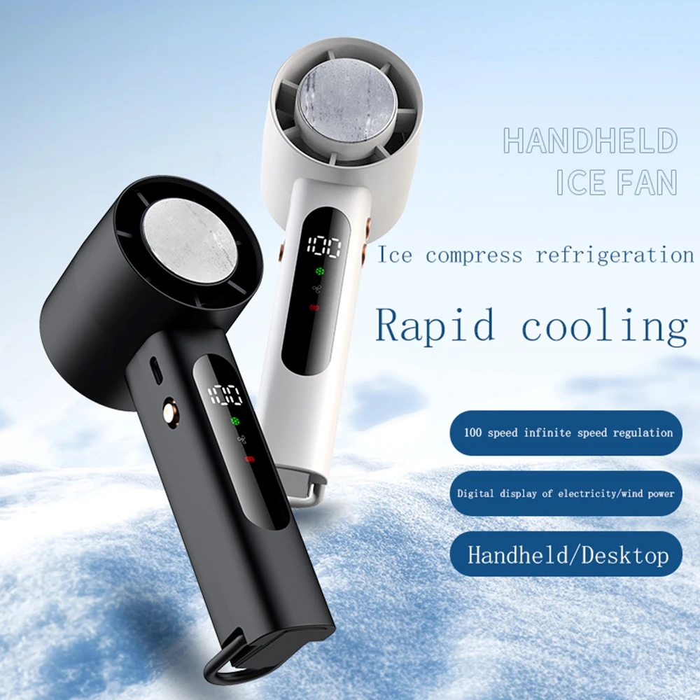 Handheld Fan with Ice Cooler, 3000mAh 0-100 Adjustable Speed, Super ...