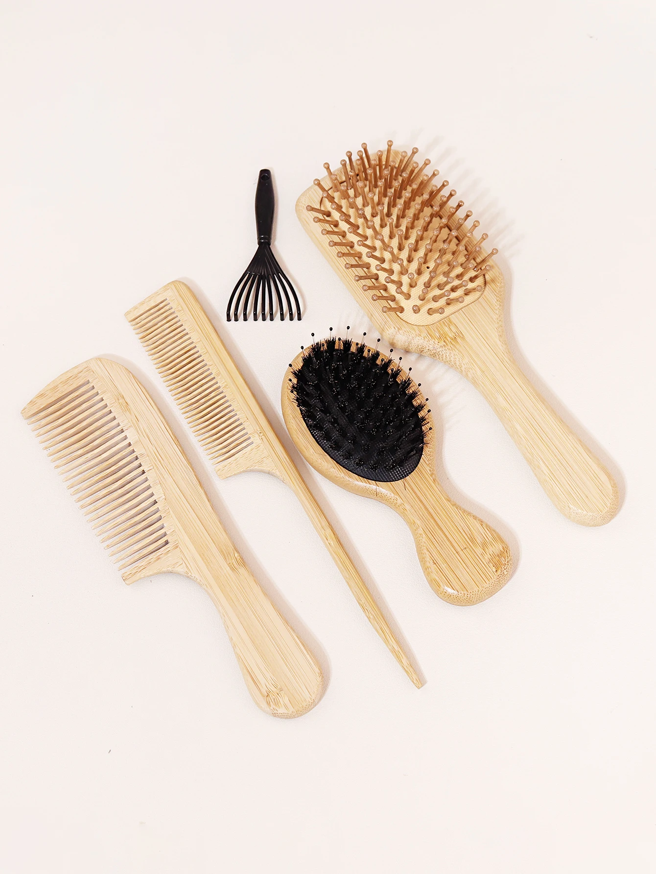 5PCS-wooden-comb-with-cleaning-claw-set-household-anti-static-scalp ...