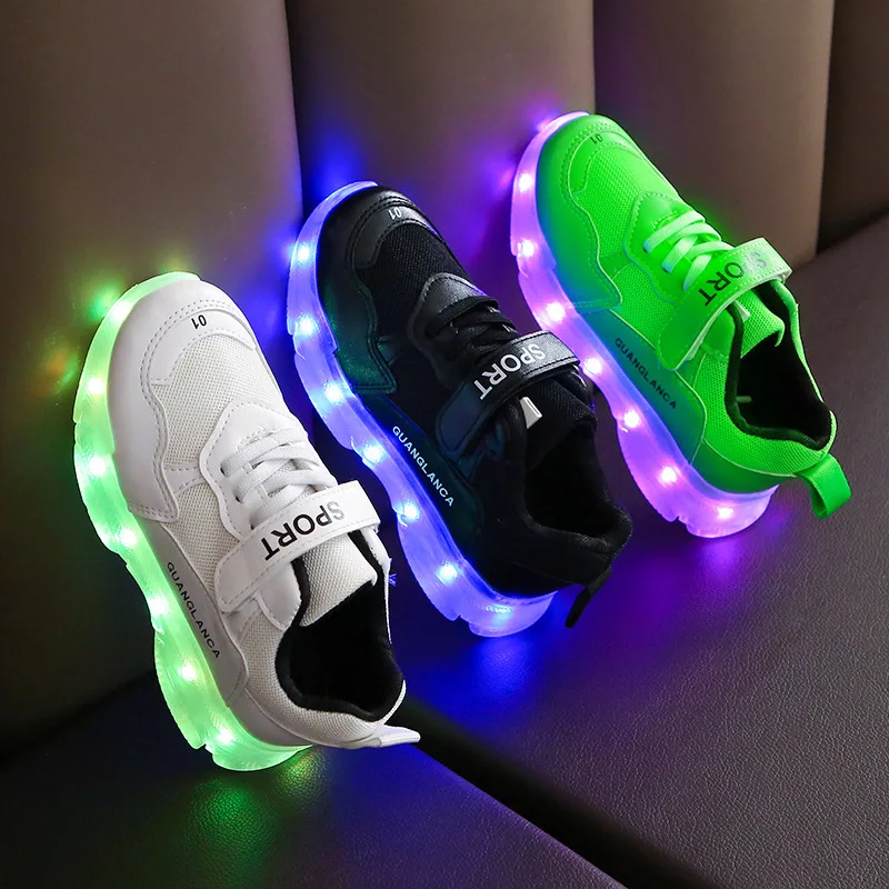Children-s-New-LED-Luminous-Shoes-USB-charging-shoe-with-light-Luminous ...