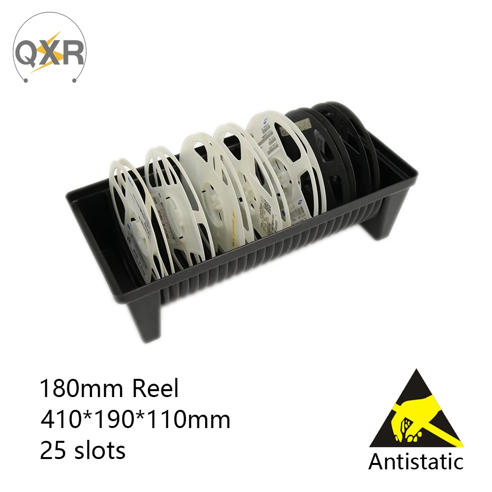 Q-rt1 Esd Smd Smt Reel Storage Rack Tray For 180mm Disk 25 Slots Conductive Reel Holder Smd ...