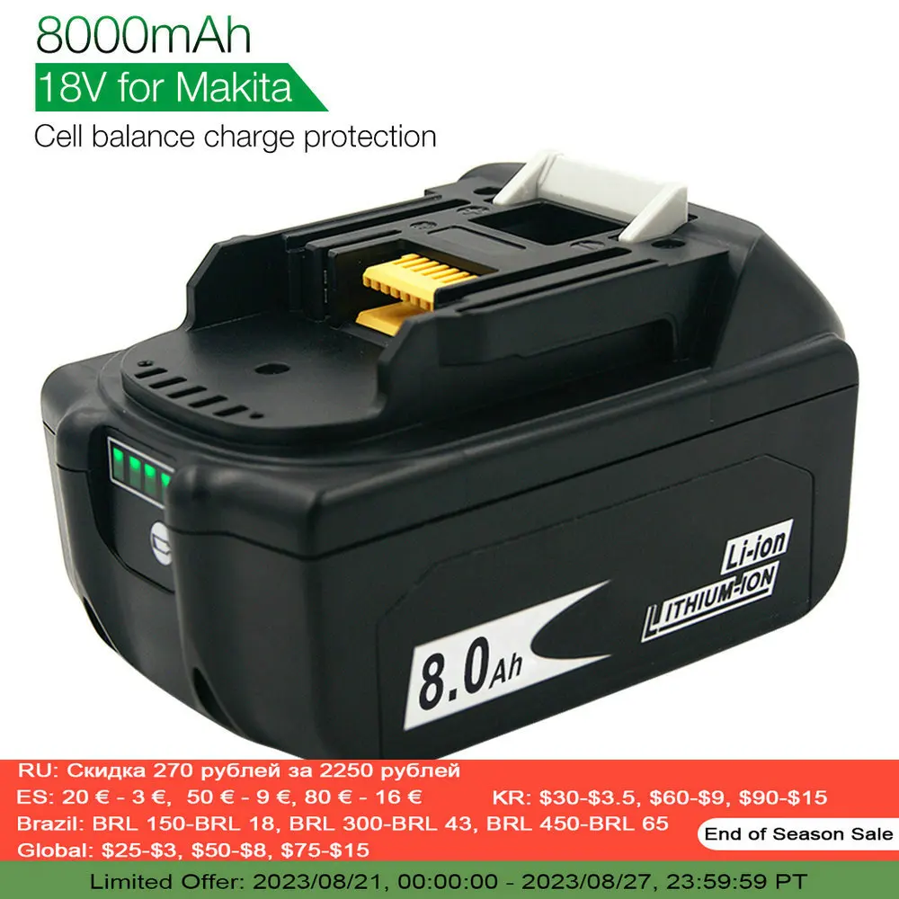 New-Version-BL1860-BL1880B-18-V-8000mAh-Li-ion-Rechargeable-Battery-for ...