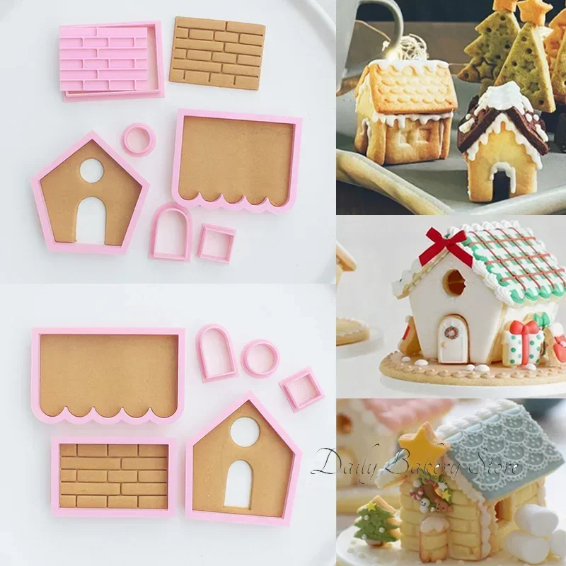 3D Cartoon Gingerbread House Cookie Mold Handmade Christmas Cabin DIY ...