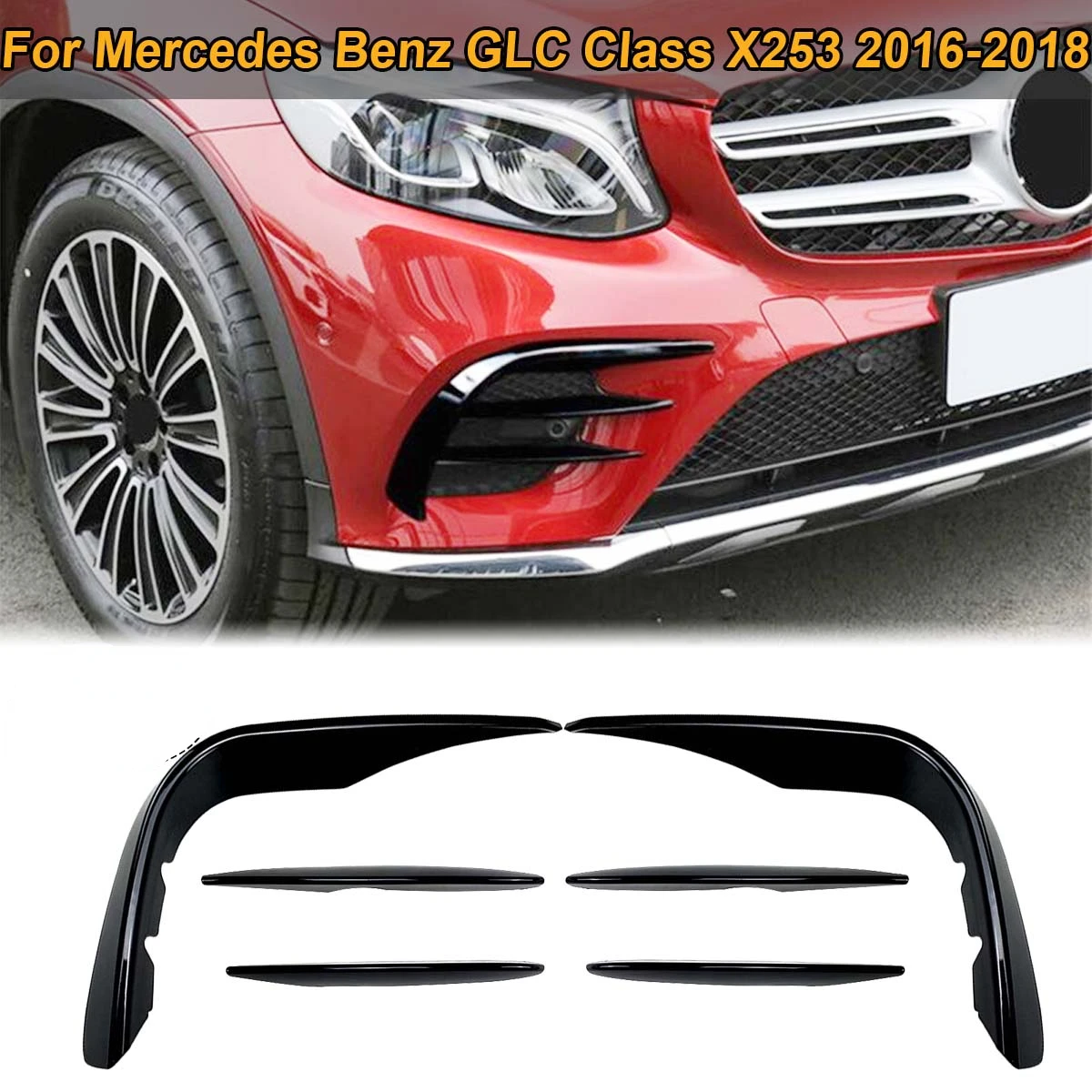 Front-Bumper-Splitter-Canard-Fog-Light-Trim-Cover-For-Mercedes-Benz ...