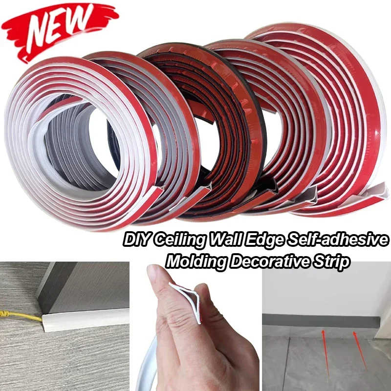 5M DIY Ceiling Wall Edge Self-adhesive Molding Decorative Strip ...