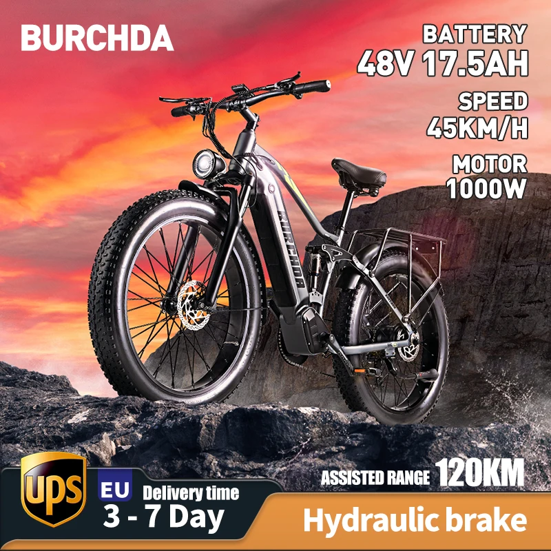 BURCHDA RX80 Adult Electric Bicycle 1000W 50KM/H 48V18AH Lithium Battery 4.0 Fat Tire 26 Inch ...