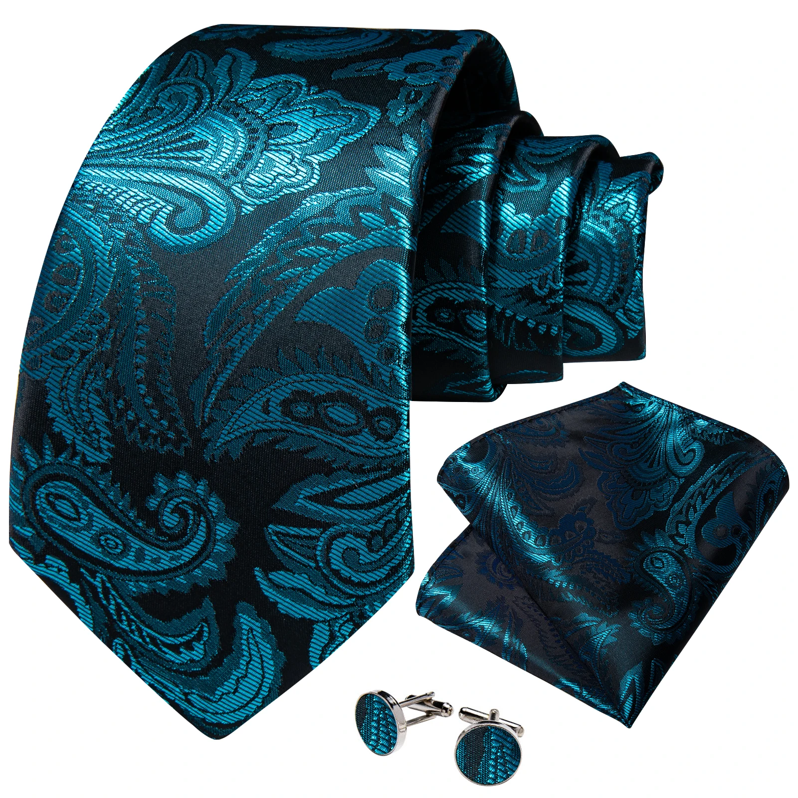 Luxury-8cm-Width-Teal-Blue-Paisley-Silk-Ties-for-Men-Formal-Wedding ...