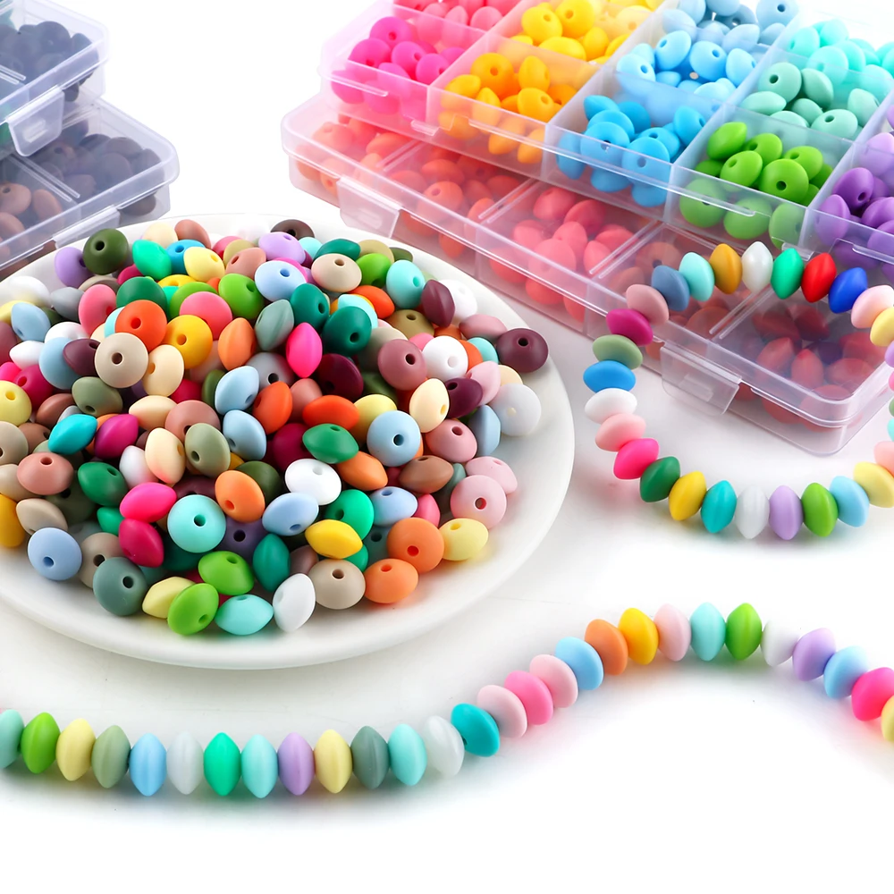 20/30/50/100pcs 12mm Silicone Lentil Spacer Beads For DIY Jewelry ...