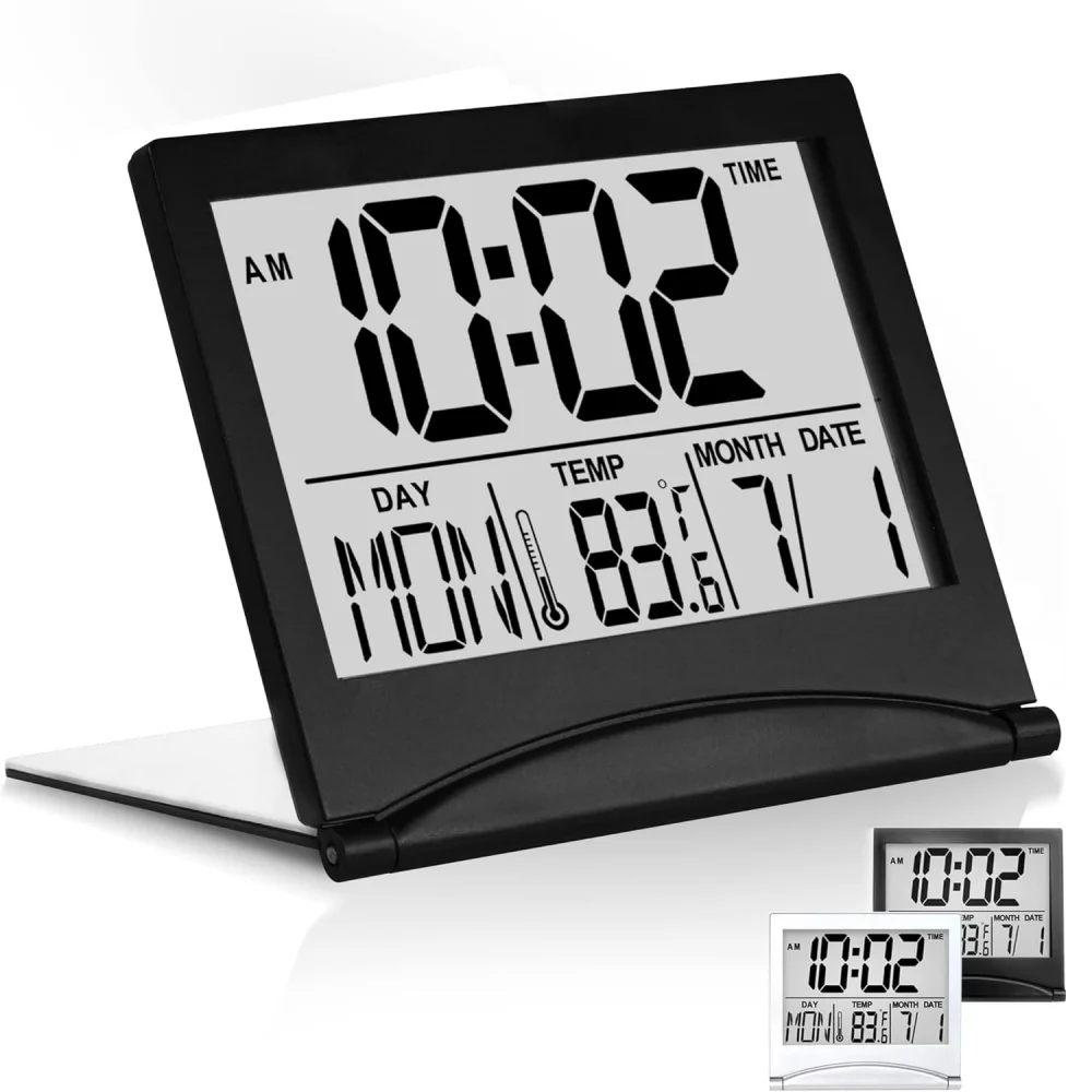 Foldable Backlit Calendar Clock Stylish Snooze Digital Alarm Clock ...