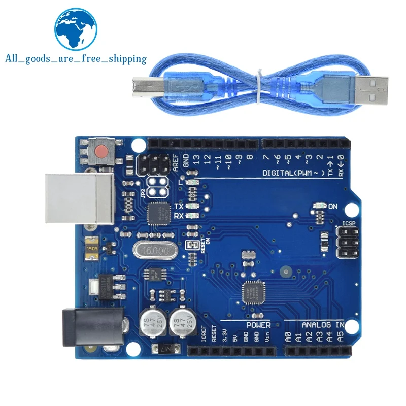 Uno r3 oficial caixa atmega16u2 original ATMEGA328P MU chip com cabo para arduino uno r3 placa ...