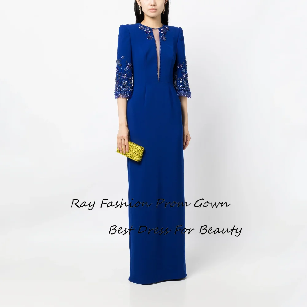 Ray-Fashion-Straight-Prom-Dress-O-Neck-Half-Puff-Sleeves-With-Beading ...