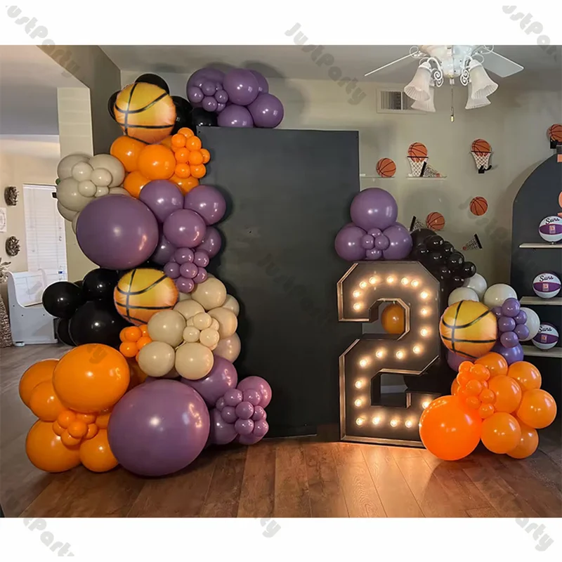 141pcs-Sports-Balloons-Arch-Garland-Kit-Purple-Orange-Basketball-Foil ...