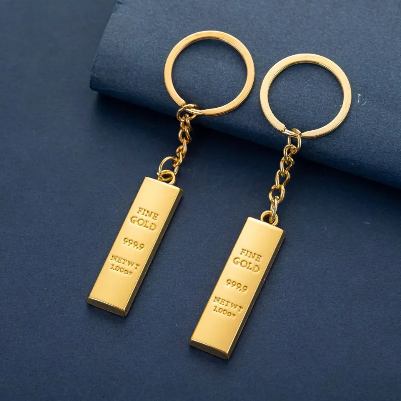 1PCS Free Custom Engraving Imitation Gold Bar Keychain Personalized ...