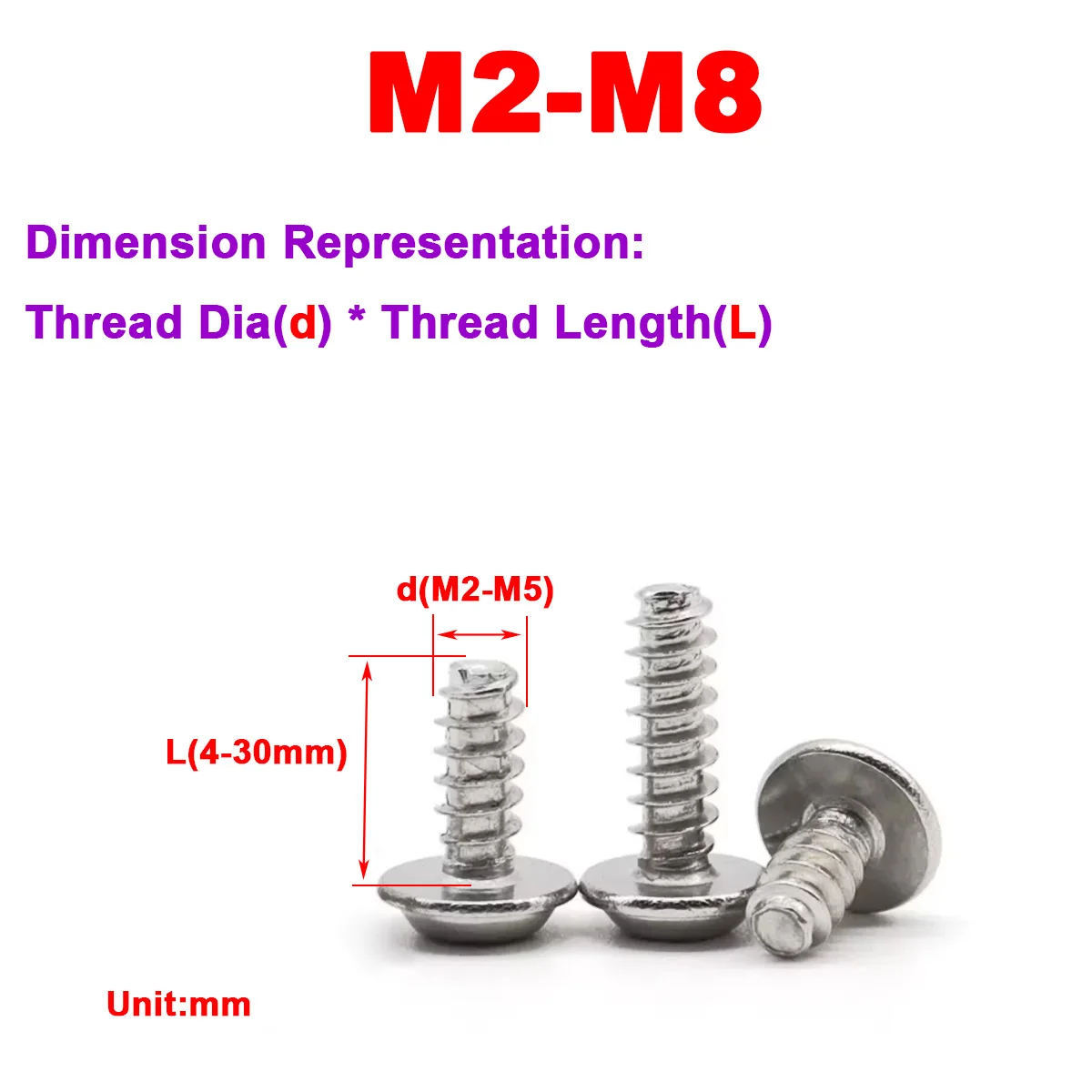 304-Stainless-Steel-Padded-Round-Head-Plum-Blossom-Flat-Tail-Self ...