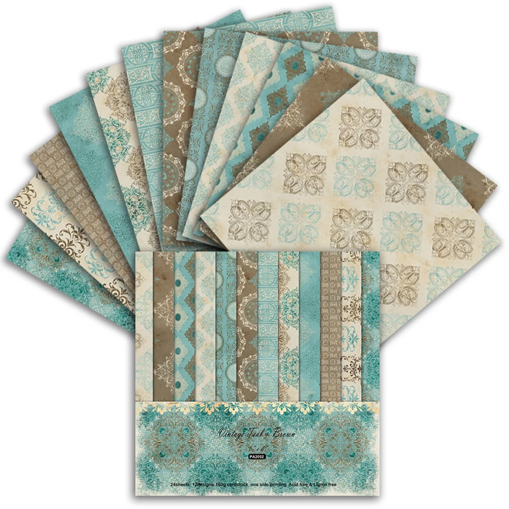 KLJUYP-24-sheets-6-X6-Vintage-Brown-Scrapbook-paper-Scrapbooking ...