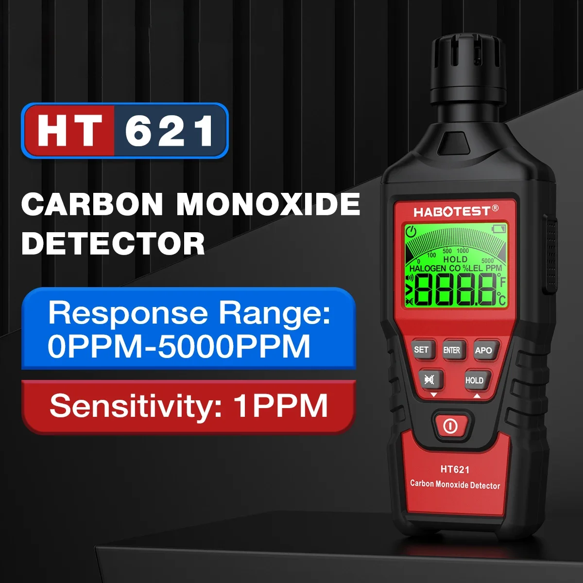 HT621 Carbon Monoxide Meter with High Precision CO Gas Tester Monitor ...