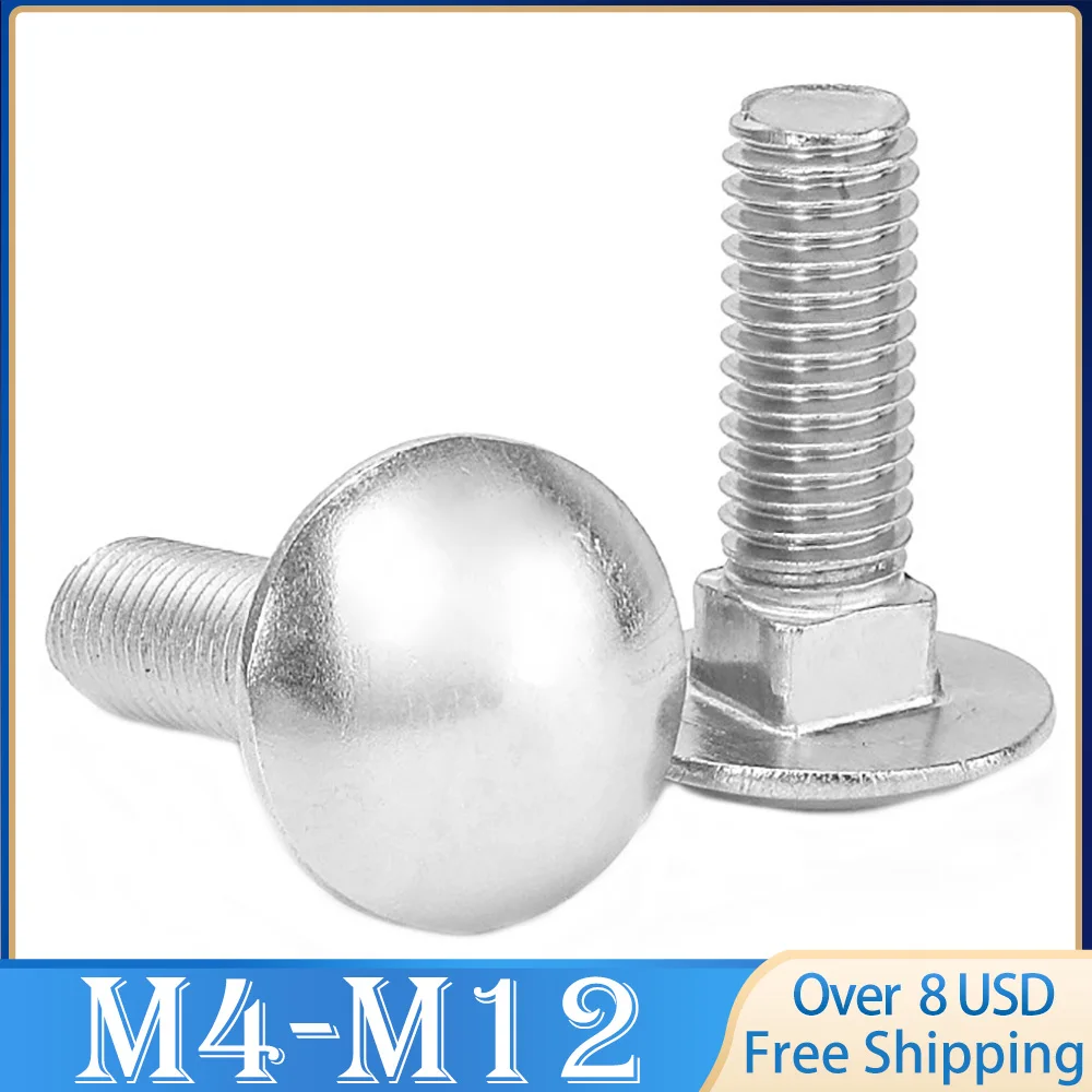 1/10pcs M4 M5 M6 M8 M10 M12 Steel GB12 DIN603 Truss Round Head Square ...