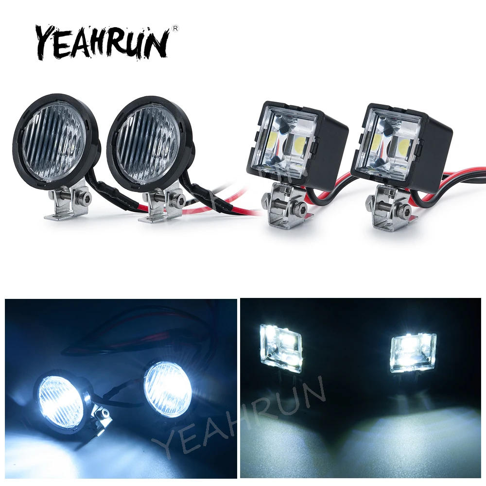 YEAHRUN Led 라이트 스포트라이트 헤드 램프, 브래킷 포함, TRX4 TRX6, AXIAL SCX10 D90 TF2 1/10 RC 크롤러 모델 자동차용, 2 개 ...