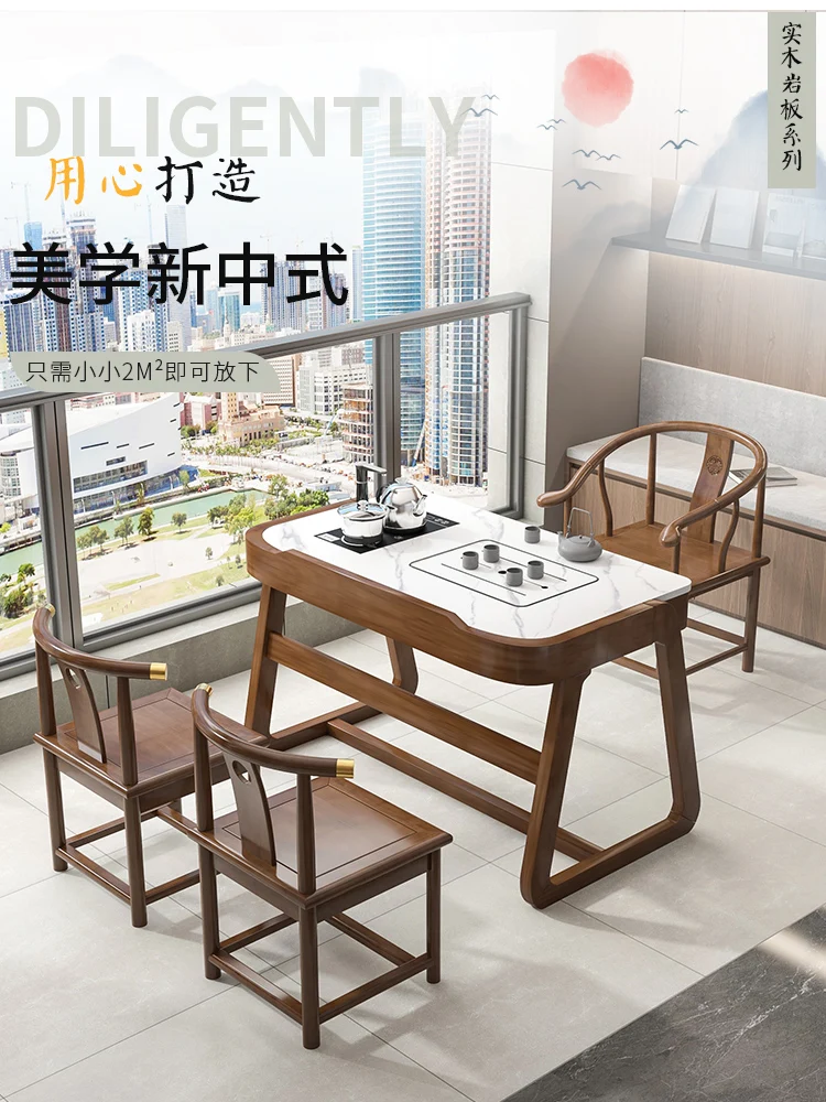 Balcony-tea-table-and-chair-combination-slate-new-Chinese-solid-wood ...