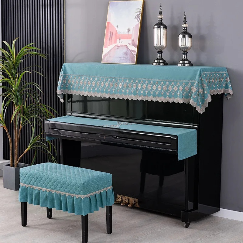 1Pcs Luxury Solid Color Upright Piano Cover Stool Cover Half Dust Proof ...