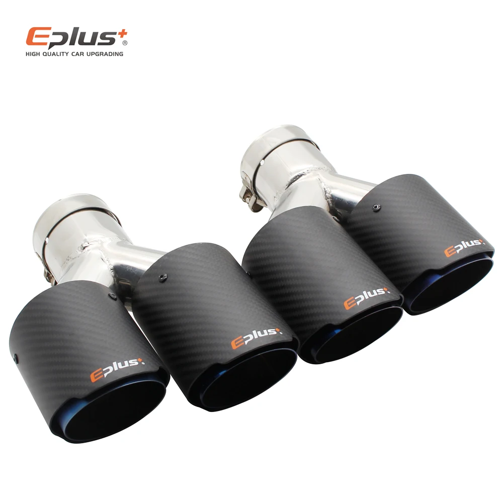 EPLUS-Car-Carbon-Fiber-Matte-Muffler-Tip-Y-Shape-Double-Exit-Exhaust ...