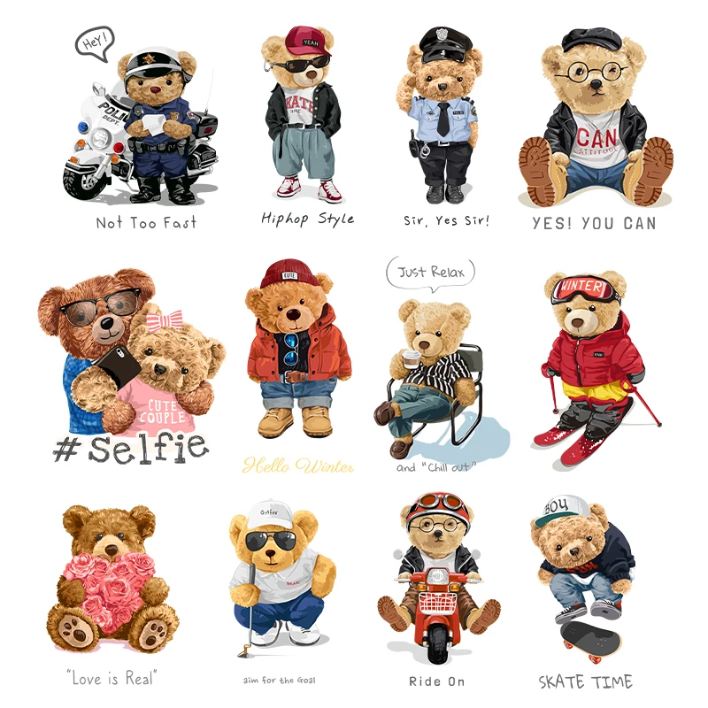 Cool-Bear-Patches-For-Clothing-Thermo-Strips-Sticker-On-Clothes-Animals ...