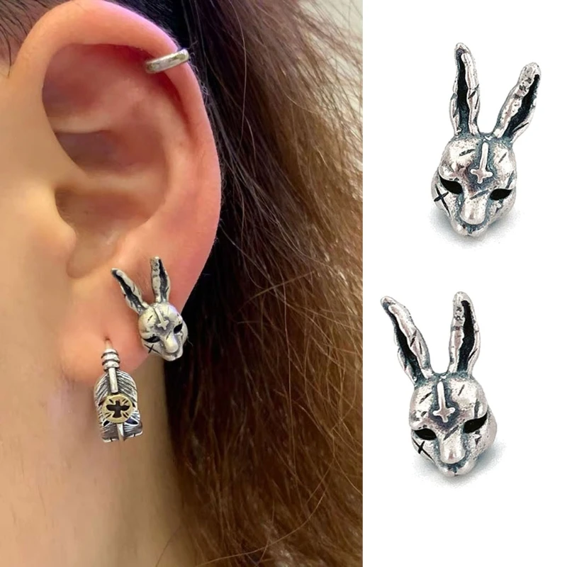 66-D - Boucles'oreilles gothiques à cornes de démon, visage de bébé ...