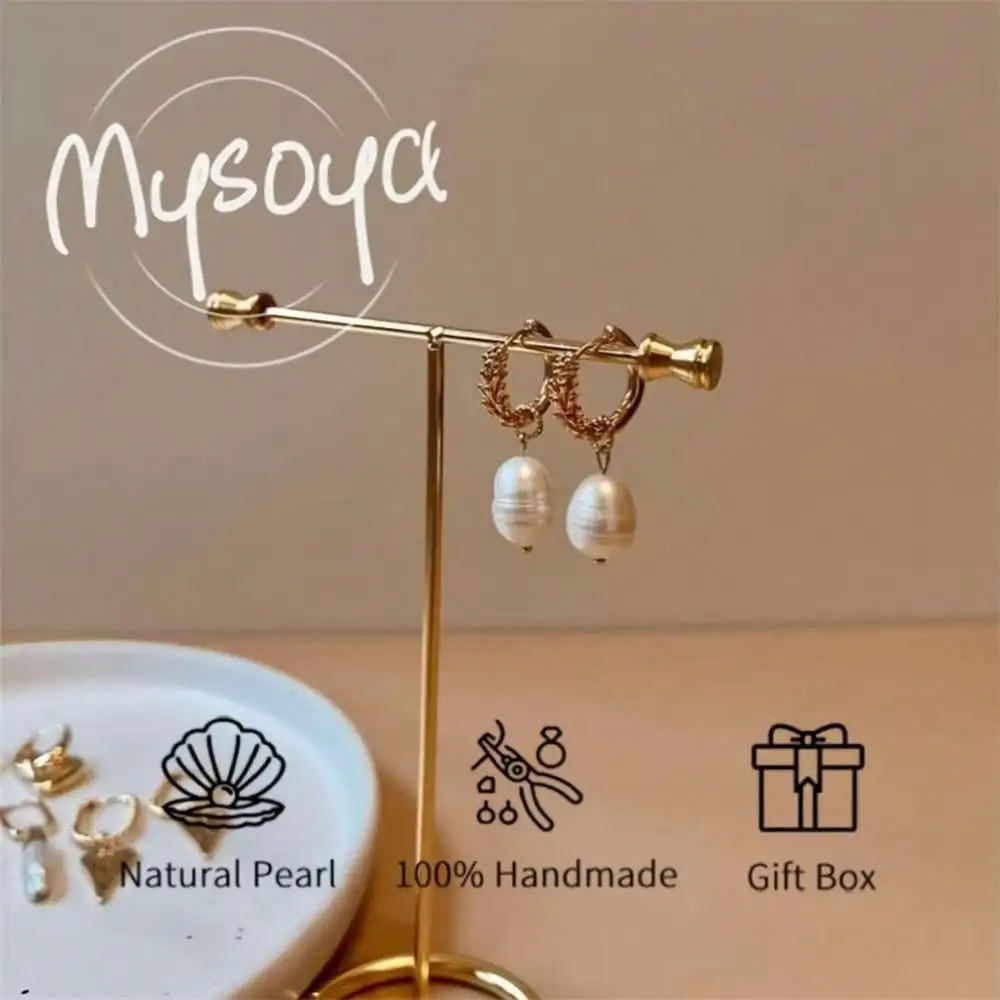 MYSOYA Baroque Hoop Earrings 6-7mm Pearls Gift Box Gift For Her /Him ...