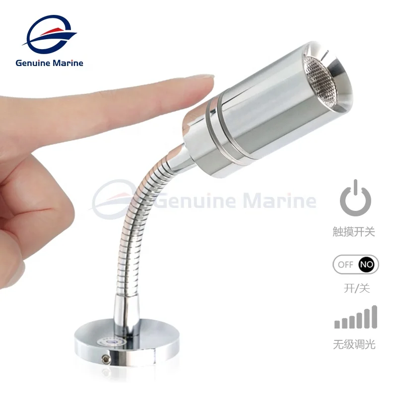 RV LED Reading Light Flexible Touch Switch Lamp Bedside Spotlight 3W ...