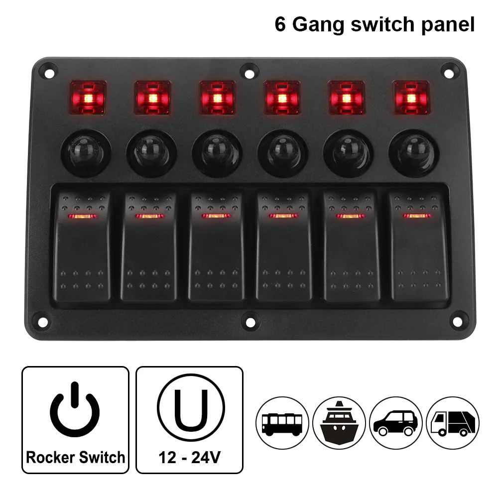 Marine-Rocker-Switch-Panel-6-Gang-Car-Switch-Panel-Waterproof-with ...