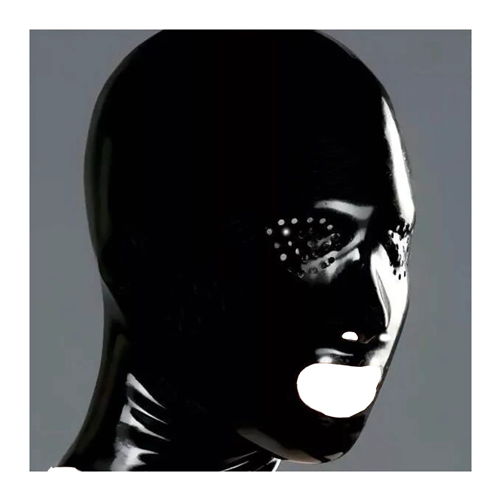 Latex Hood Mask Men's Rubber Full Face Party Mask with Perforated Eyes ...