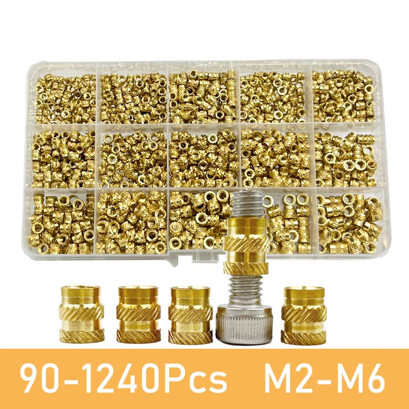 M2 M3 M4 M5 M6 Brass Heat Set Insert Nut Hot Melt Knurled Threaded Injection Insert Double Twill ...