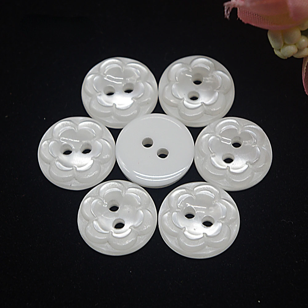 50pcs Resin Sewing Buttons Scrapbooking Round Flower Two Holes 12.5mm ...