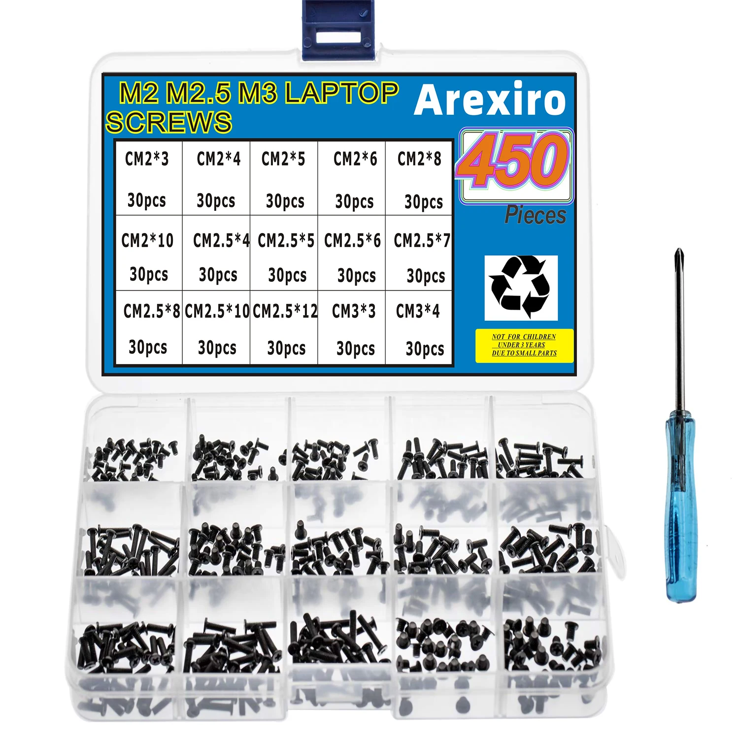 450pcs M2 M2.5 M3 Laptop Computer Screws Kit Set for SSD IBM HP Dell ...