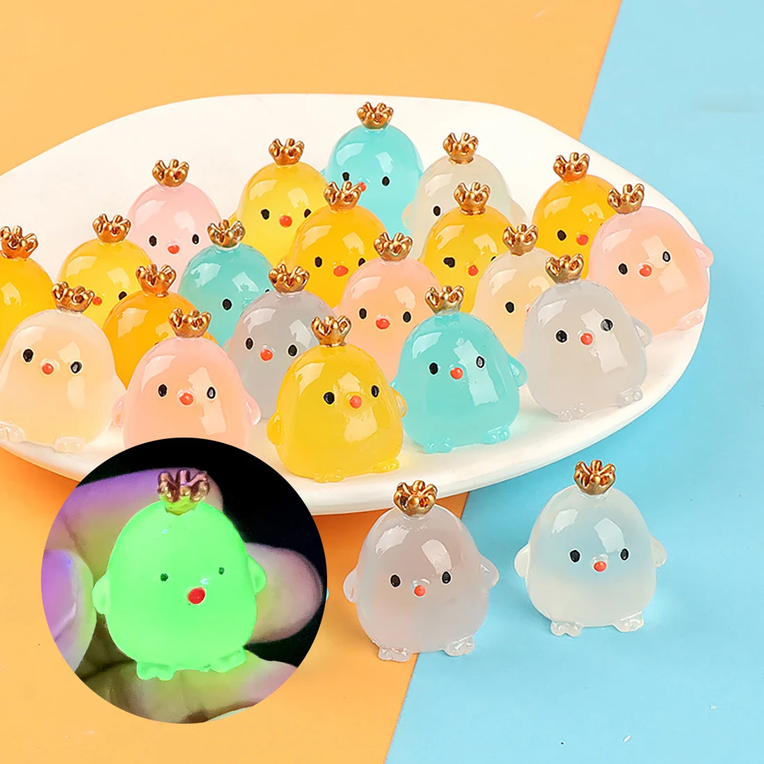 6Pcs-Mini-Luminous-Resin-Chick-Figures-Cartoon-Cute-Chicken-Flower-Pot ...