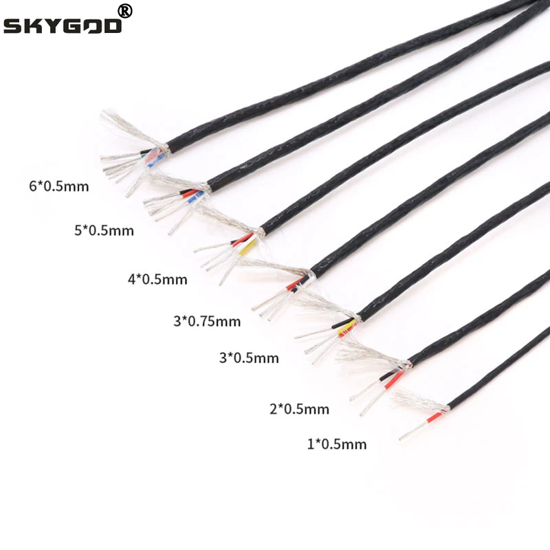 1/5m Sq0.5mm (20awg) , 0.75mm (18awg) Ptfe Shielded Wire 1 2 3 4 5 6 Cores High Purity Ofc ...