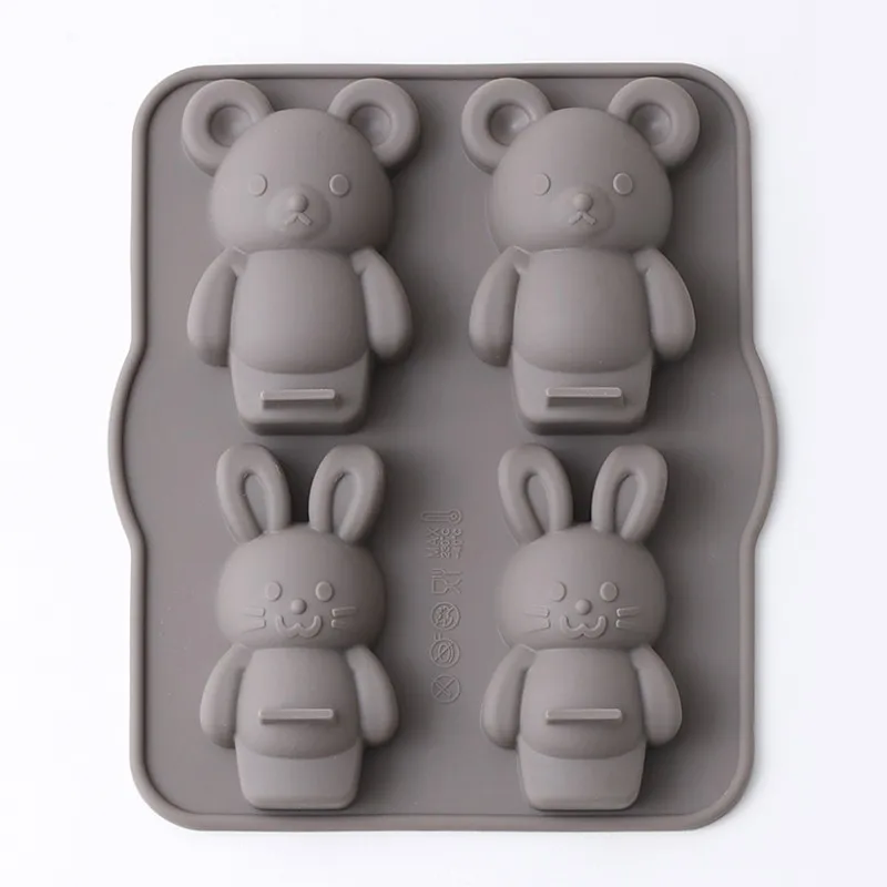 4-Hole-Bear-Rabbit-Silicone-Molds-Pastry-Baking-Molds-Use-for-Chocolate ...