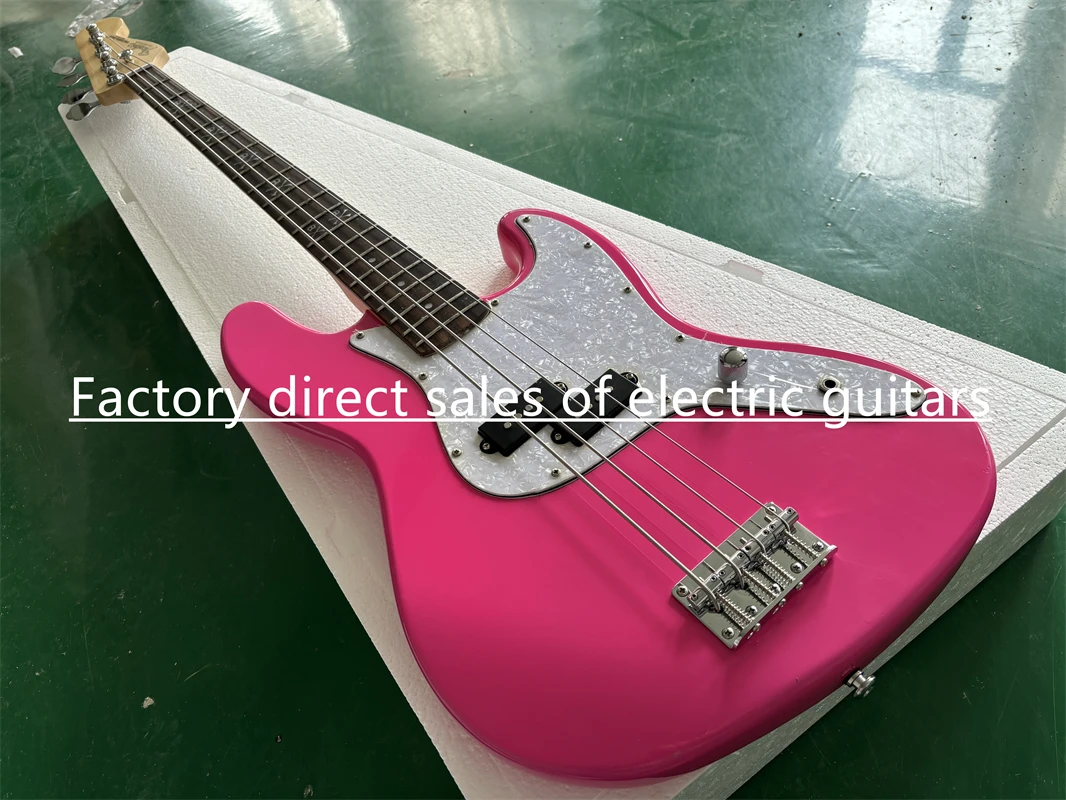 Factory-Custom-4-strings-Pink-Electric-Bass-Guitar-with-White-pearl ...