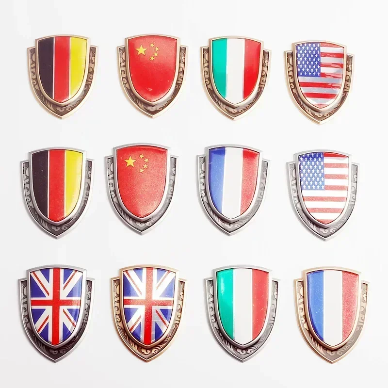 3D Metal Car Sticker Italy France Germany England America Flag Emblem ...