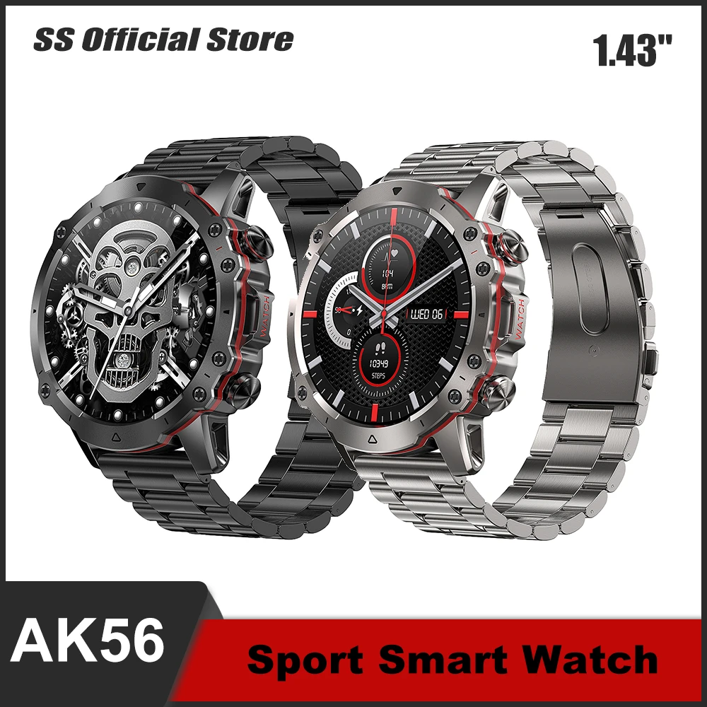 AK56 Smart Watch Men 1.43 inch Bluetooth Call Smartwatch 110+ Sports ...