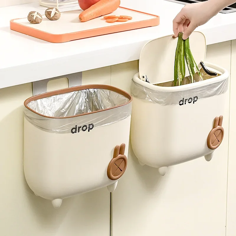 Kitchen-Trash-Can-Wall-Mounted-Recycling-Garbage-Basket-with-Lid-For ...