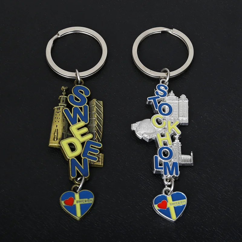 keychain-sweden-Flag-Stockholm-Symbolic-Architecture-Pendant-Key-Ring ...