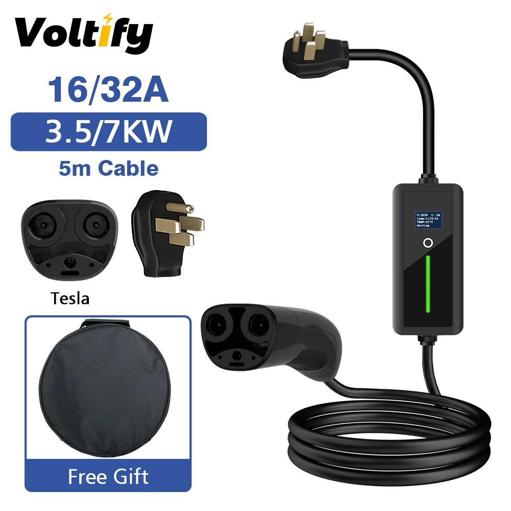 Tesla-Home-Portable-EV-Charger-32A-7KW-Single-Phase-Adjustable-Current ...