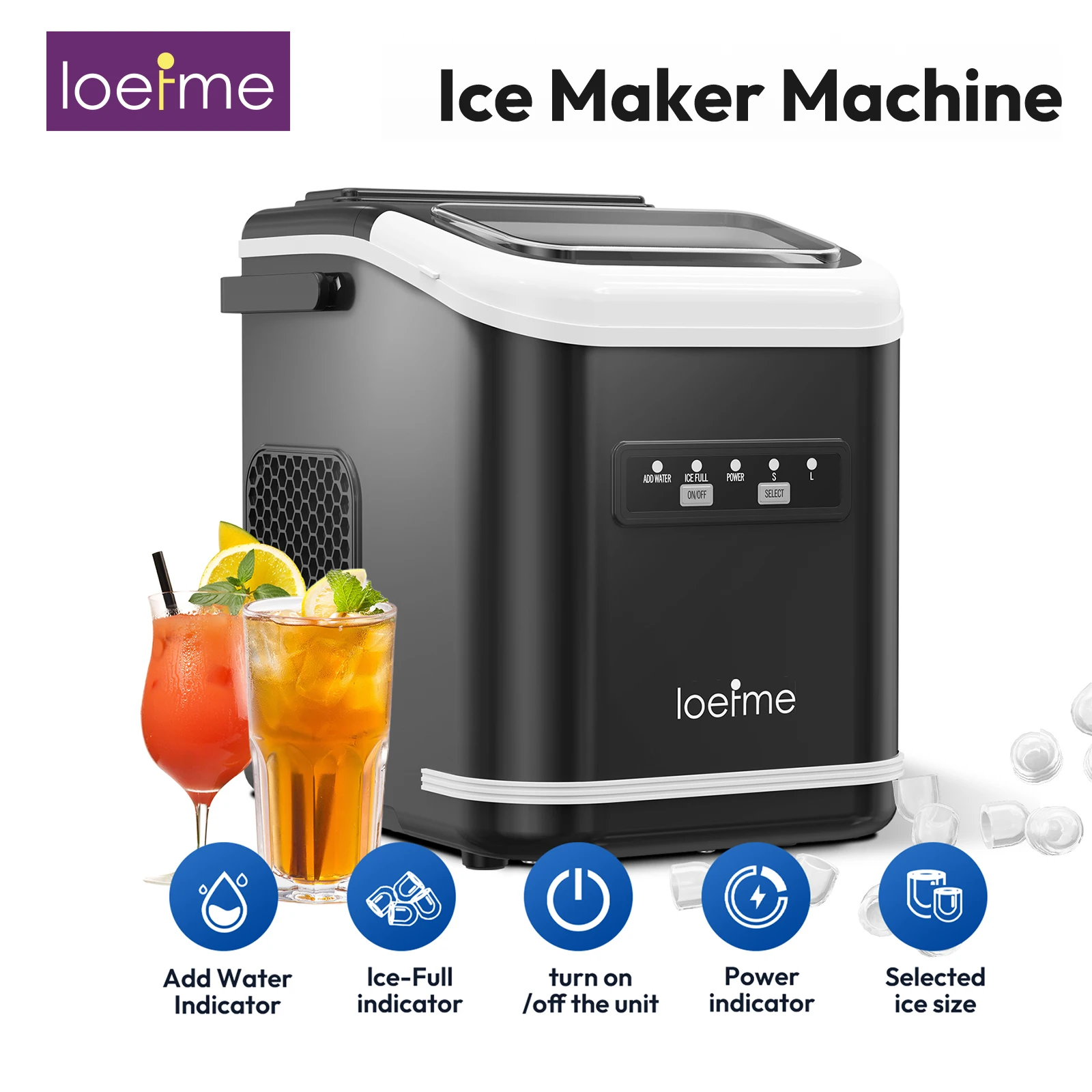 Portable Ice Maker Self-Cleaning Ice Maker Machine with Handle, 12KG in ...