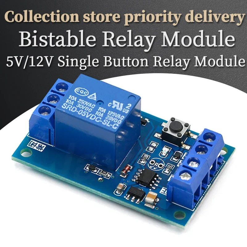 Bistable-Relay-Module-5V-12V-Single-Button-Relay-Module-One-Key-Car ...