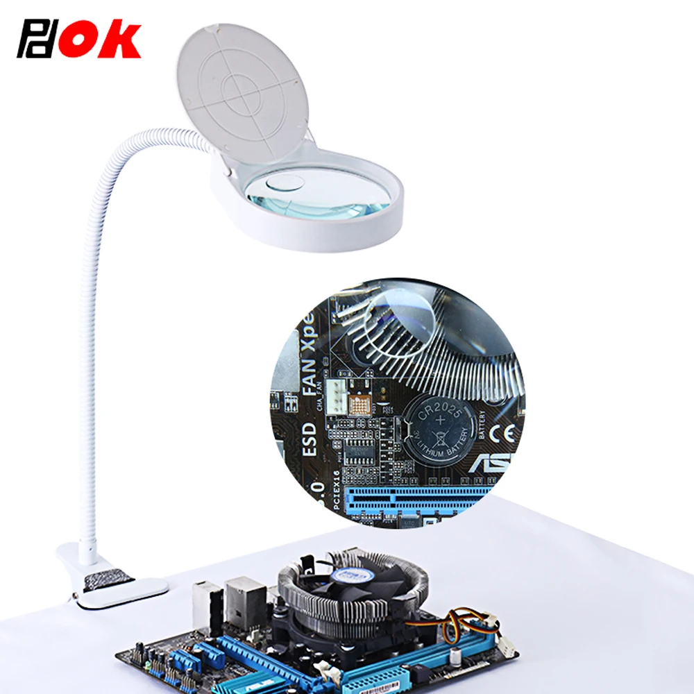 Lens-8x-15x-LED-Light-Magnifier-Glass-Lamp-Multi-Functional-Clamp-Type ...