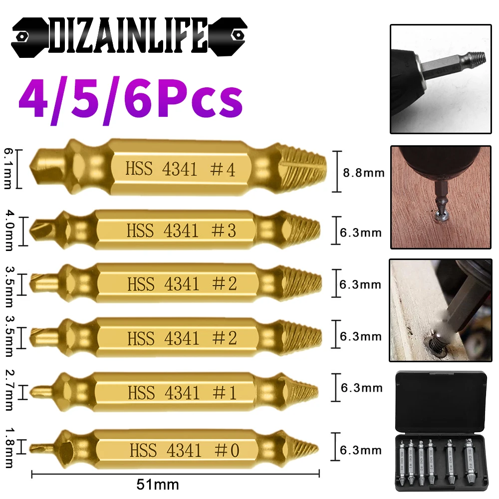 6Pc-Damaged-Screw-Extractor-Drill-Bit-Set-Stripped-Double-Ended-Broken ...