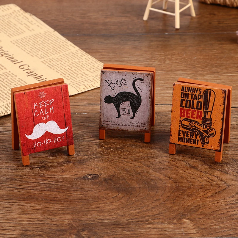 1-12-Dollhouse-Miniature-Wooden-Signboard-Mini-Chalkboard-Drawing-For ...