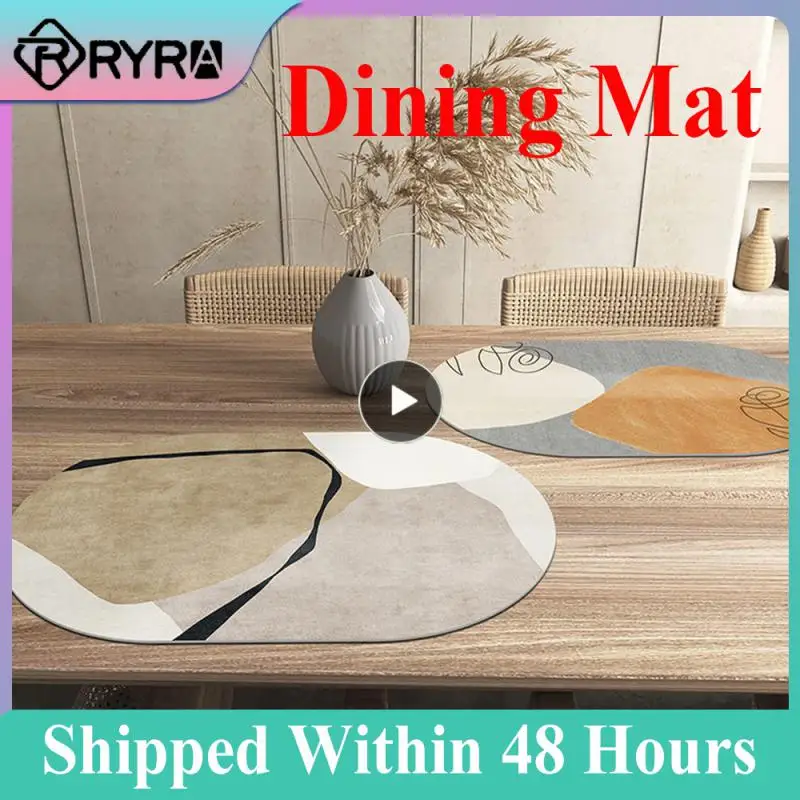 Light-Luxury-Oval-Leather-Table-Mat-Nordic-Abstract-Printed-Placemat ...